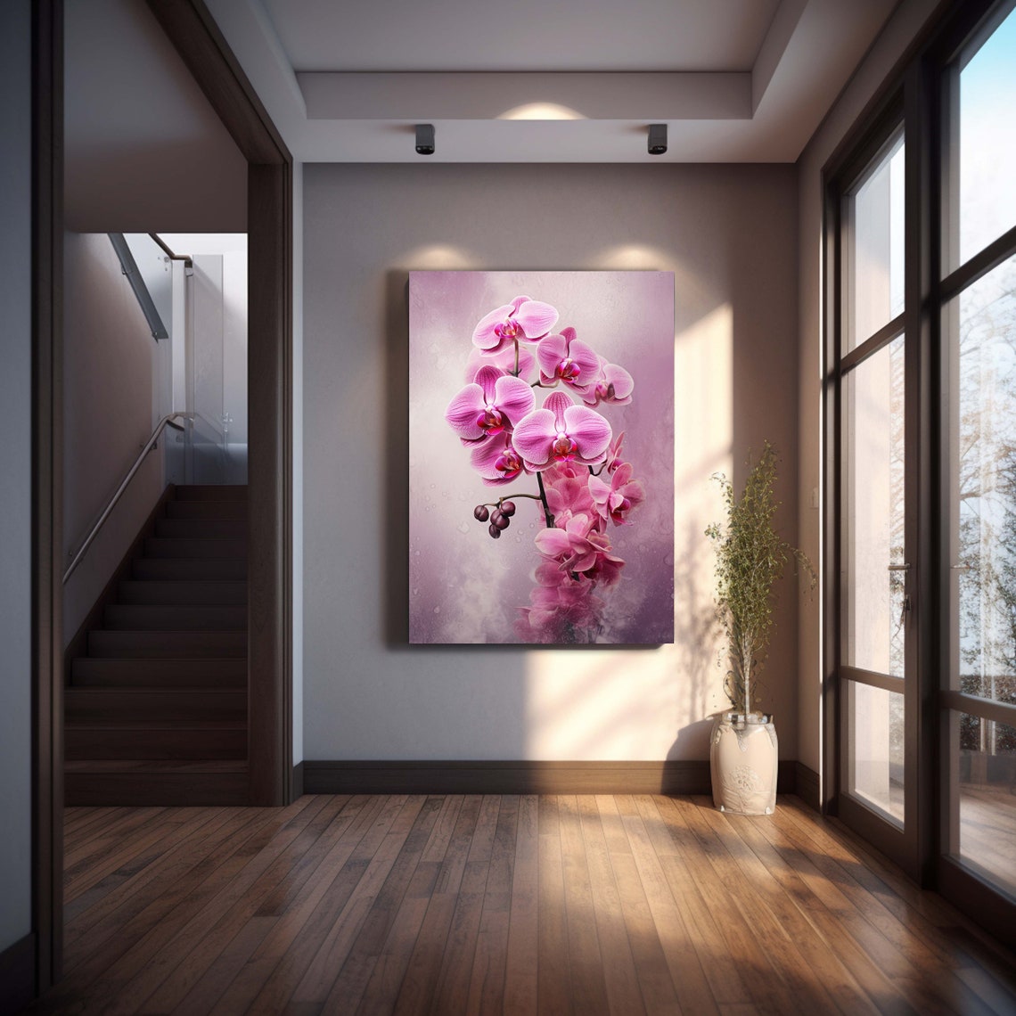 Flower Art, Flower Wall Decor, Pink Orchid Blossom Art Print, Elegant ...