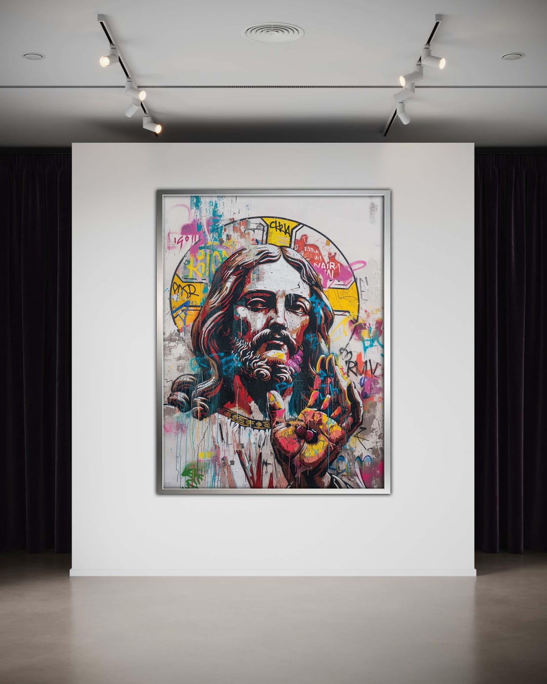 Jesus Wall Decor, Graffiti Jesus Wall Art, Urban Christ Canvas ...