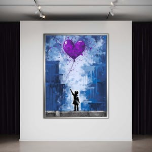 Banksy Canvas, Purple Heart Balloon Street Art,girl Reaching for Love ...