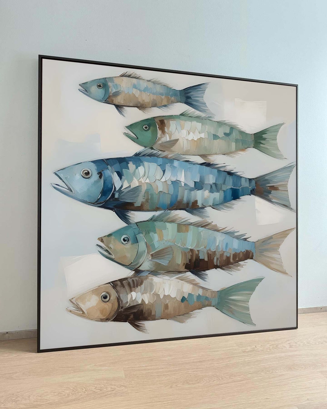 Colorful Abstract Fish Canvas, Coastal Wall Art, Marine Life Painting ...