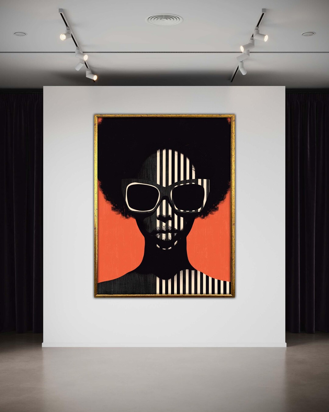 Afro Modernism Art Print,bold Abstract Portrait,retro Afro Style Canvas ...