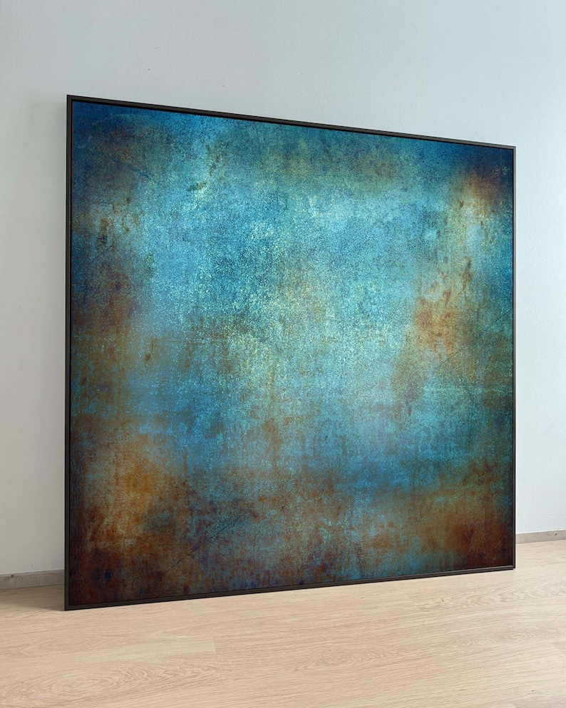 Abstract Art, Blue Rust Texture Canvas, Industrial Style Wall Art ...