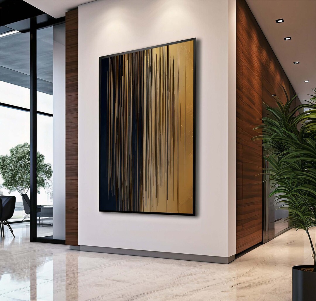 Golden Abstract Art,gold Abstract Print, Modern Canvas Painting, Gold ...