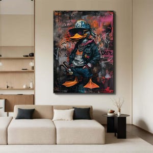 Street Style Duck Canvas, Urban Graffiti Art, Hipster Duck Painting ...