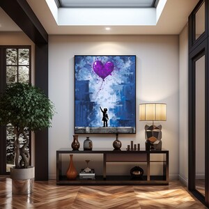 Banksy Canvas, Purple Heart Balloon Street Art,girl Reaching for Love ...