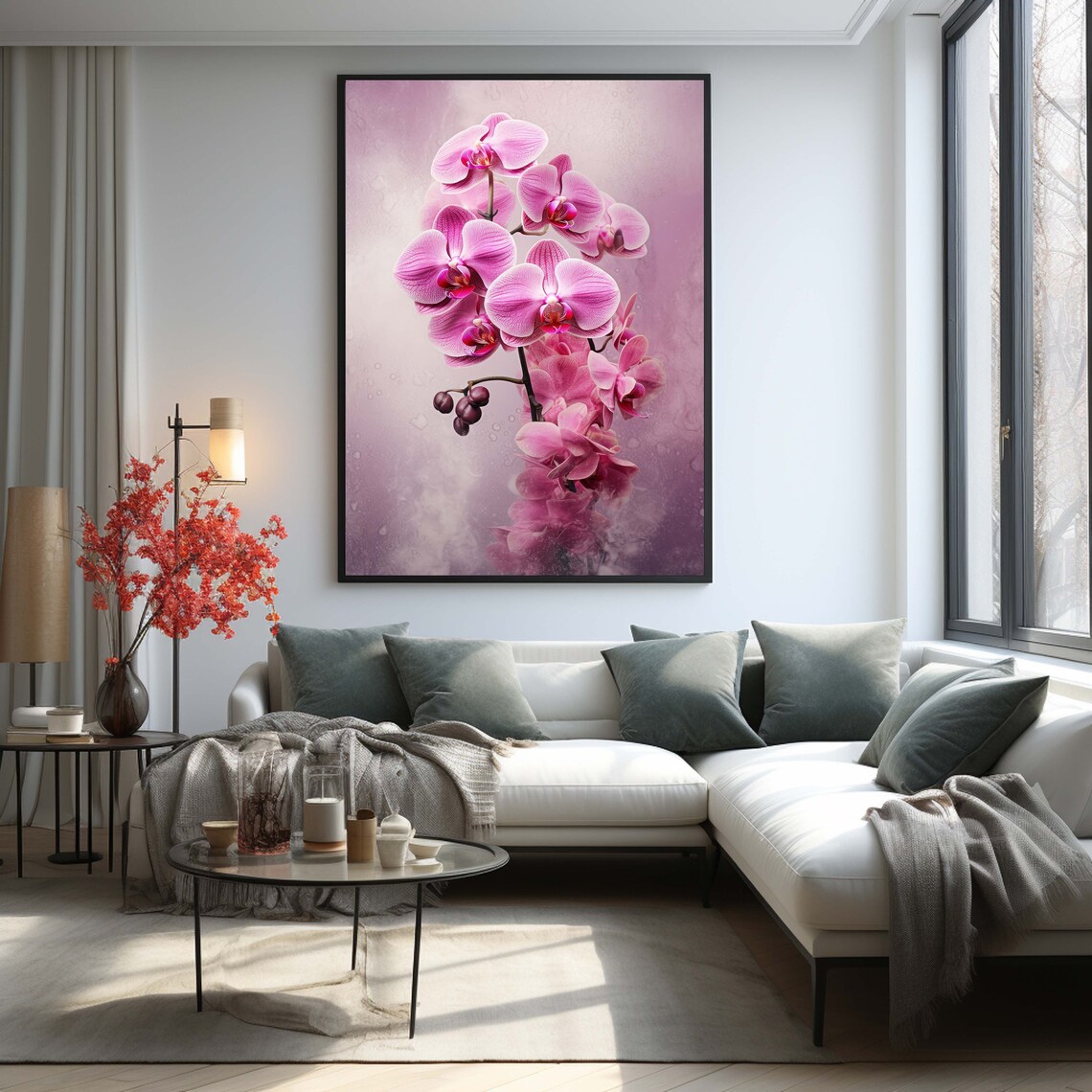 Flower Art, Flower Wall Decor, Pink Orchid Blossom Art Print, Elegant ...