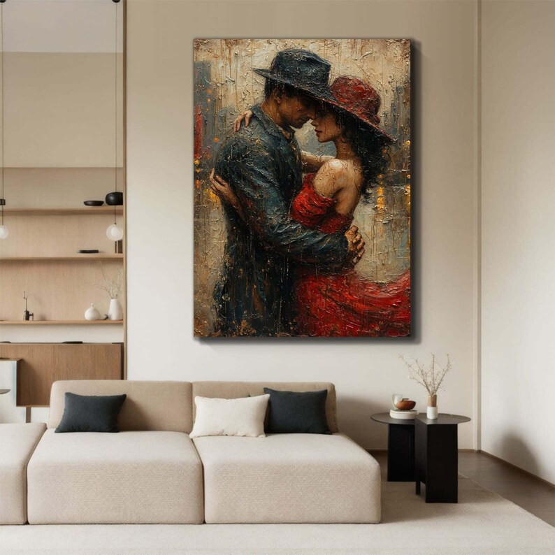 Passionate Embrace Canvas, Romantic Couple Wall Art, Intimate Dance ...