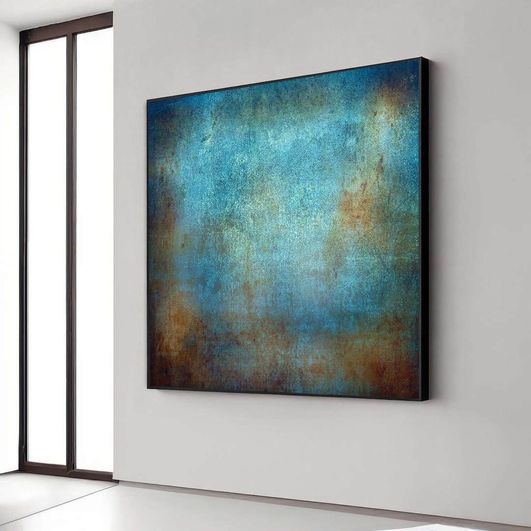 Abstract Art, Blue Rust Texture Canvas, Industrial Style Wall Art ...