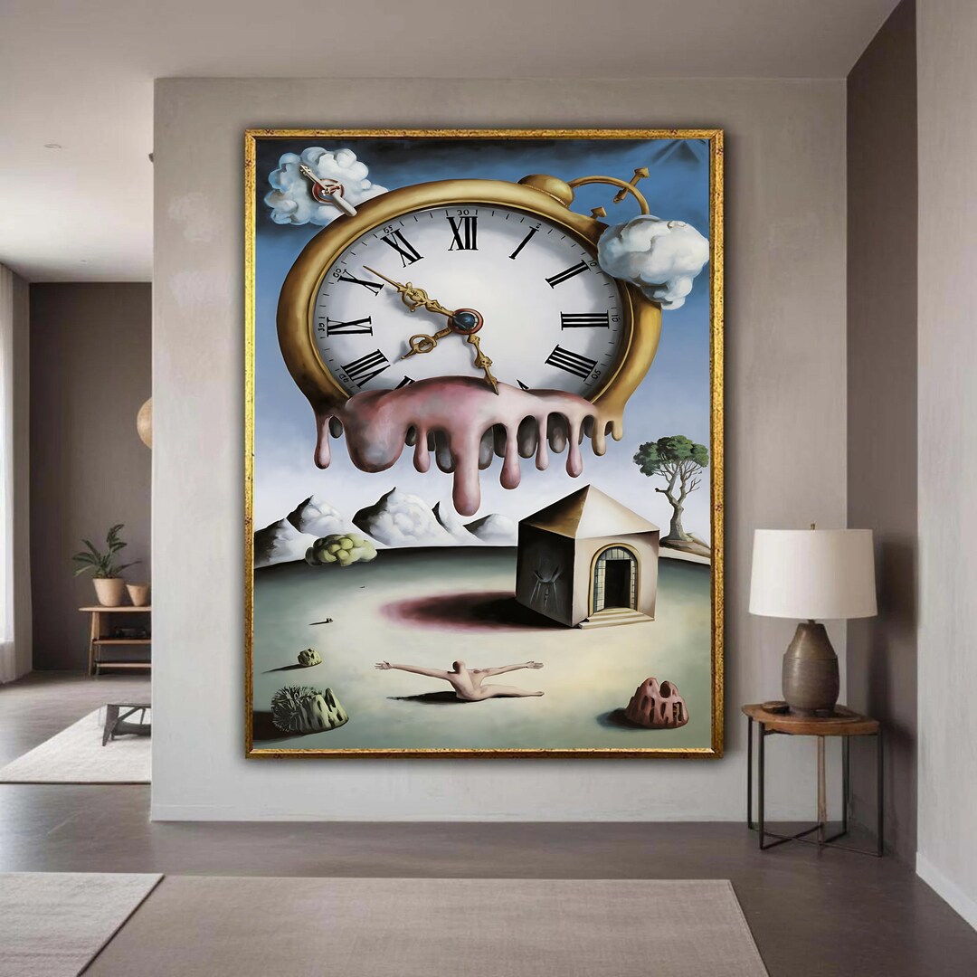 Surreal Melting Clock Canvas Print Dali Style Dreamlike Art Fantasy Surreal Melting Clock Canvas Print Dali Style Dreamlike Art Fantasy