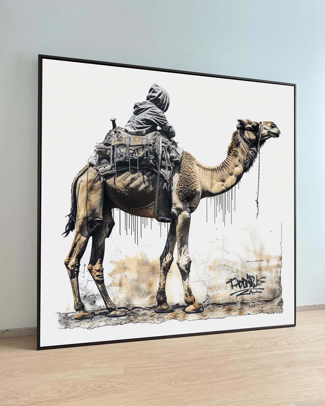 Modern Camel Art on Canvas, Urban Desert Graffiti Wall Decor, Unique ...