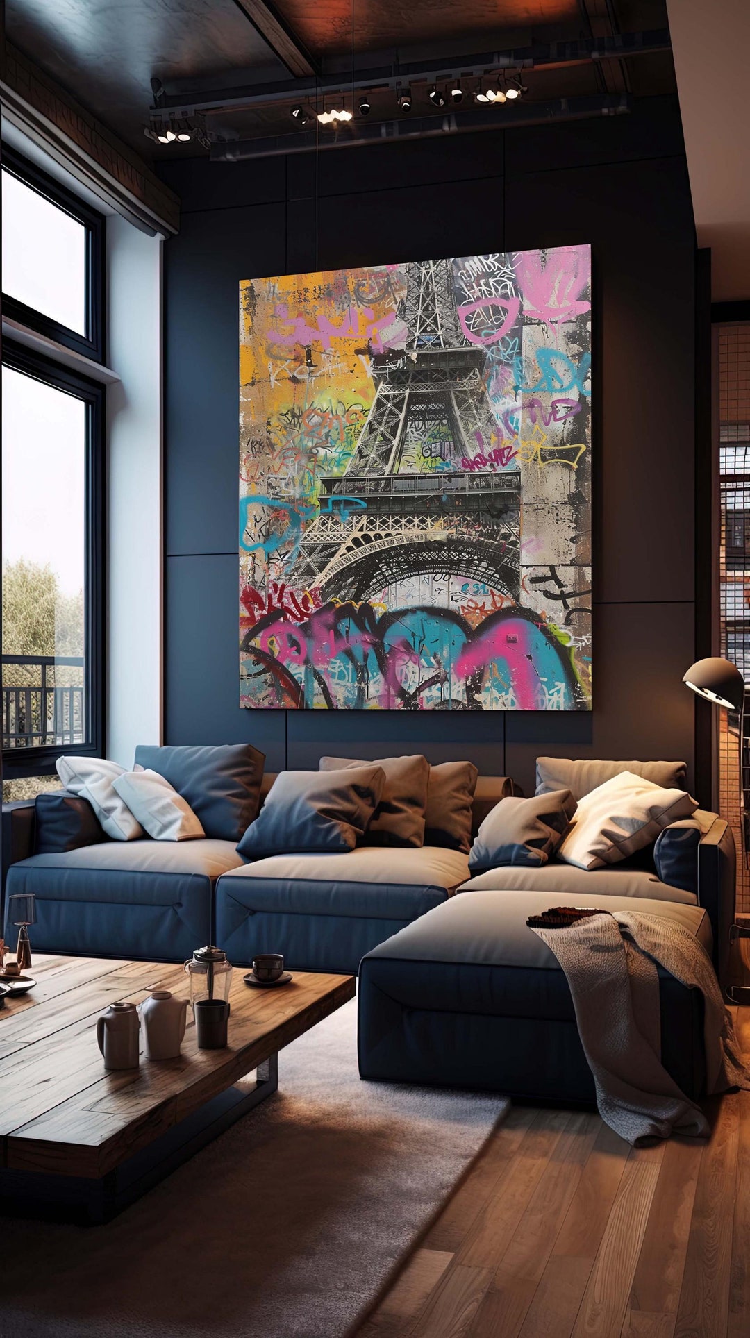 Eiffel Tower Graffiti Art, Paris Street Art Canvas, Urban Paris Decor ...