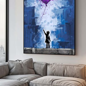 Banksy Canvas, Purple Heart Balloon Street Art,girl Reaching for Love ...