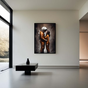 Cosmic Lovers Canvas, Astronaut Poster Print, Romantic Astronaut Art ...