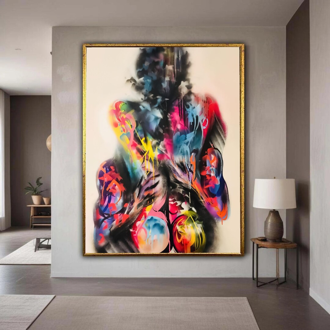 Abstract Colorful Human Figure Canvas, Vibrant Body Art Print, Modern ...