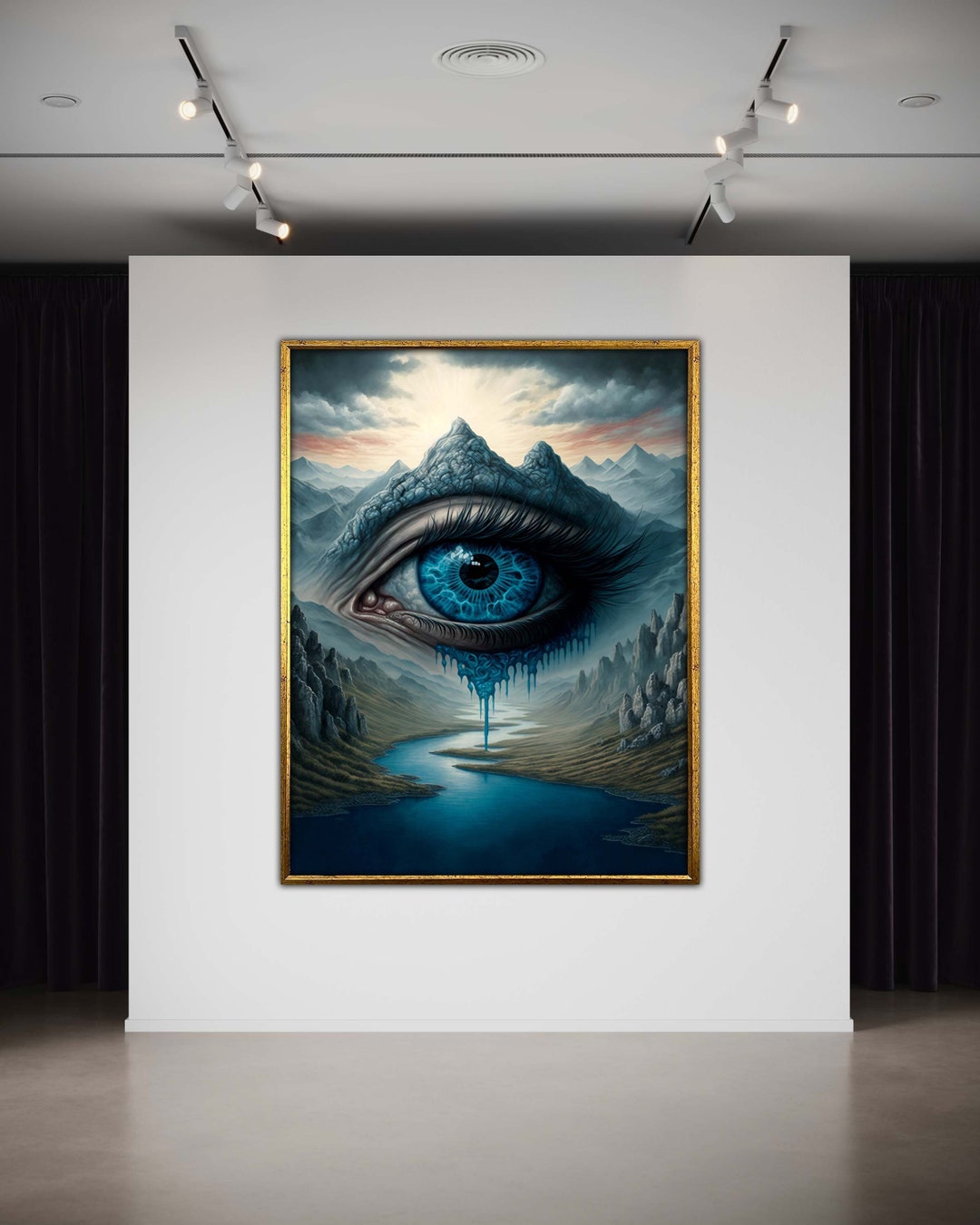 Surreal River of Tears Flowing From Eye-shaped Mountain,mystical 3D ...