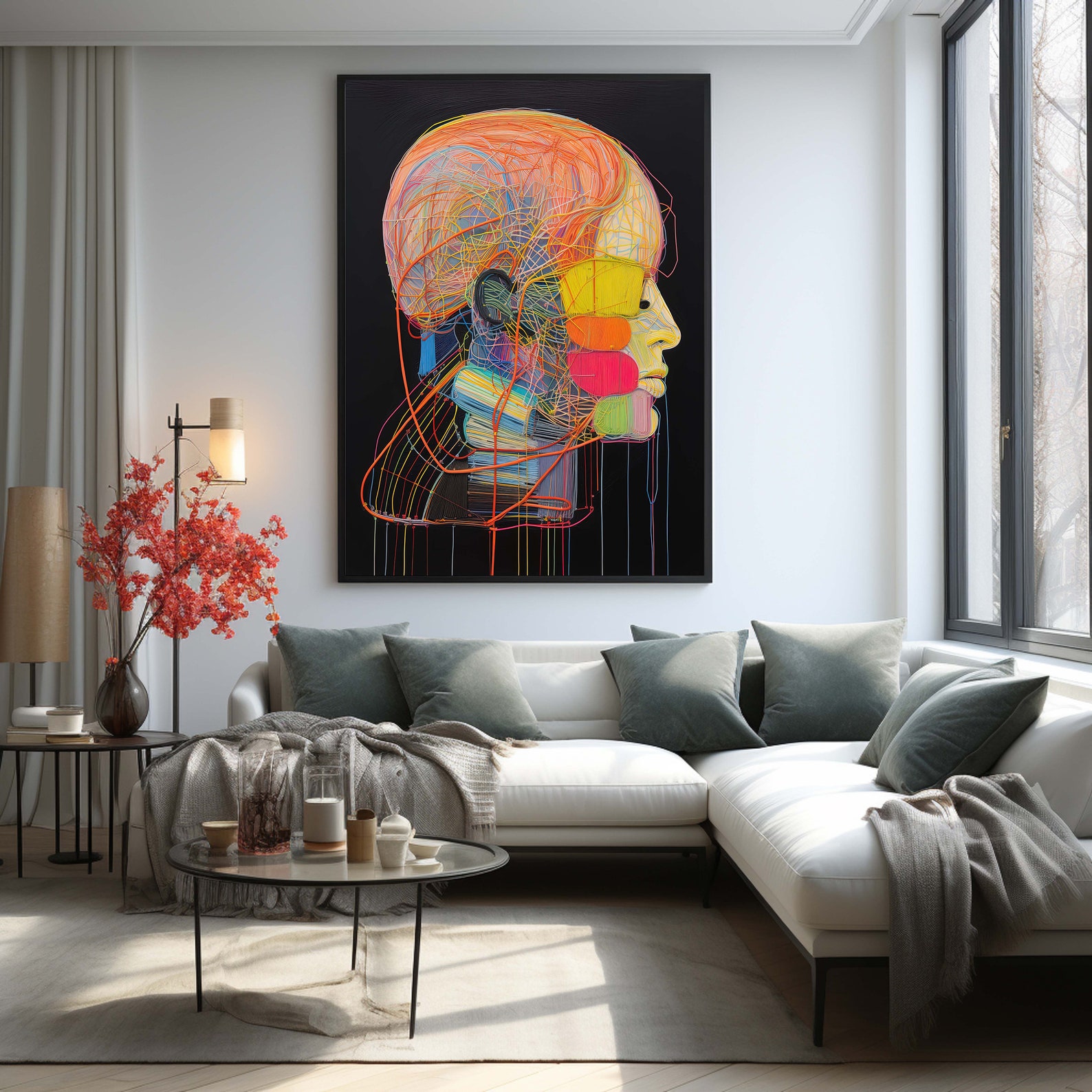 Skull Wall Art, Colorful Skull Portrait Canvas, Modern Abstract Wall ...