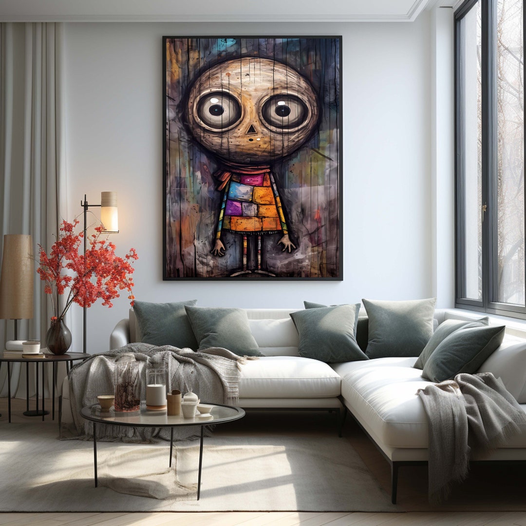 Abstract Wall Decor, Whimsical Character Canvas, Quirky Wall Art, Big ...