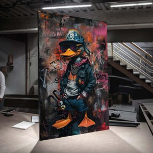Street Style Duck Canvas, Urban Graffiti Art, Hipster Duck Painting ...