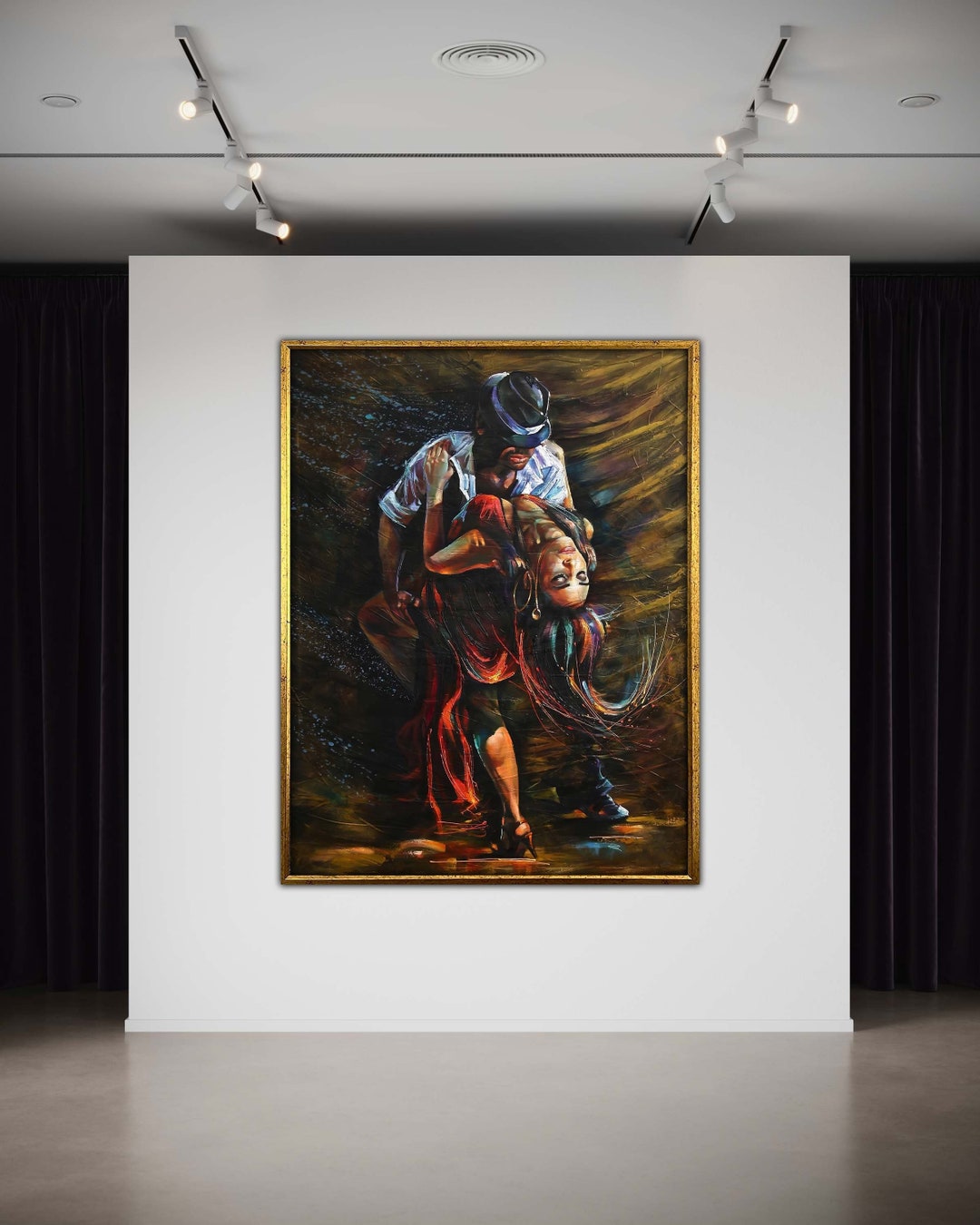 Passionate Tango Dip Canvas – Dramatic Latin Couple Dance Artwork ...