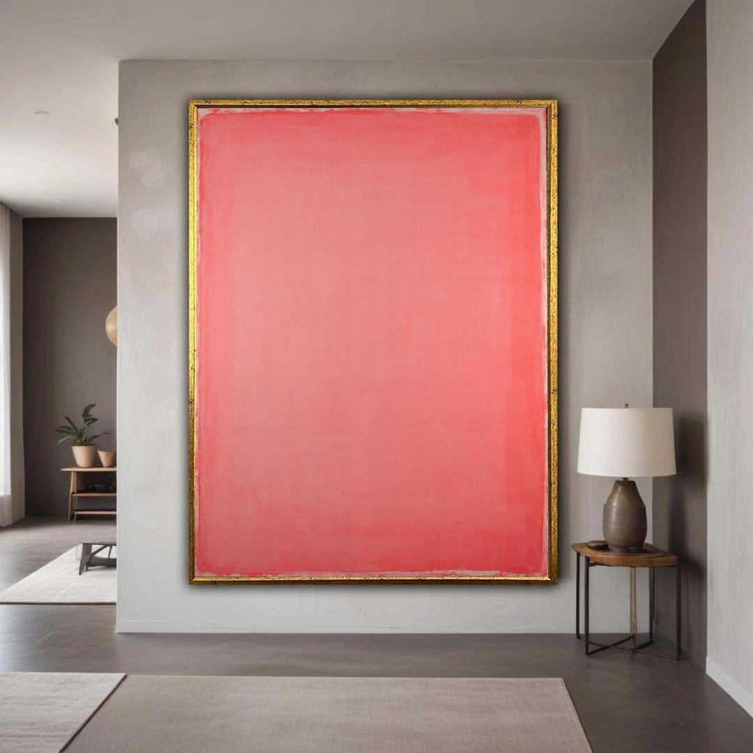 Mark Rothko Inspired Abstract Canvas, Coral Pink Wall Art, Modern ...