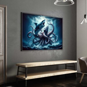 Shark Vs. Octopus Battle, Epic Sea Creature Fight,underwater Fantasy ...