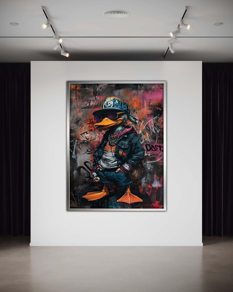 Street Style Duck Canvas, Urban Graffiti Art, Hipster Duck Painting ...