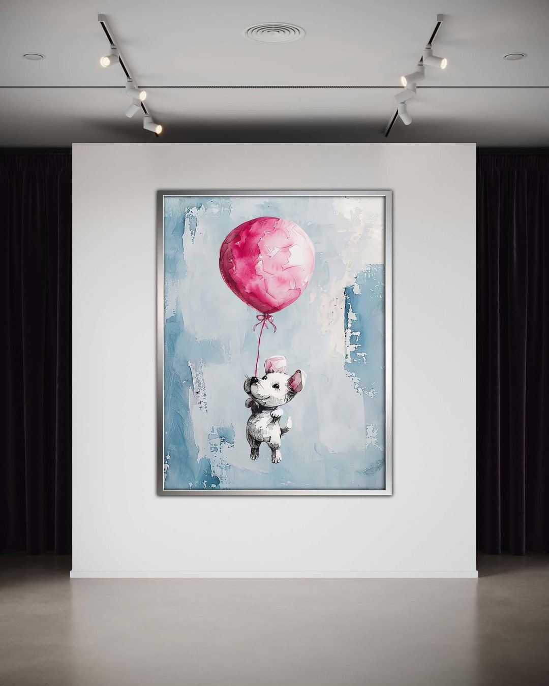 Cute Puppy Balloon Art, Whimsical Dog Illustration, Pink Balloon Wall ...