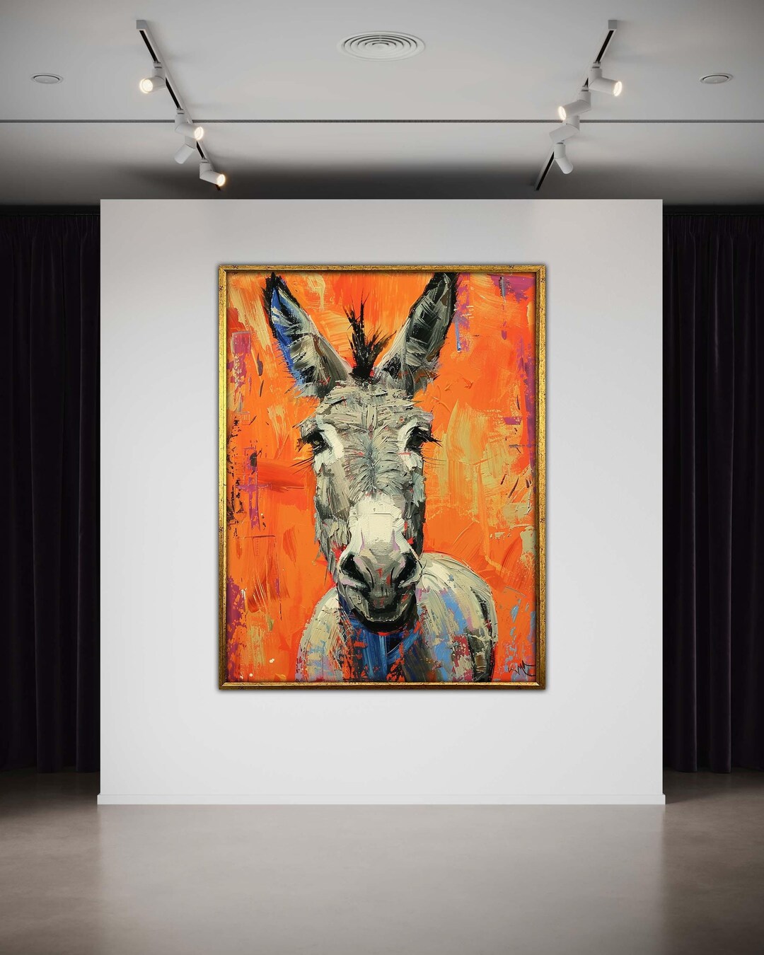 Abstract Donkey Portrait, Animal Canvas Art, Modern Wall Decor, Animal ...