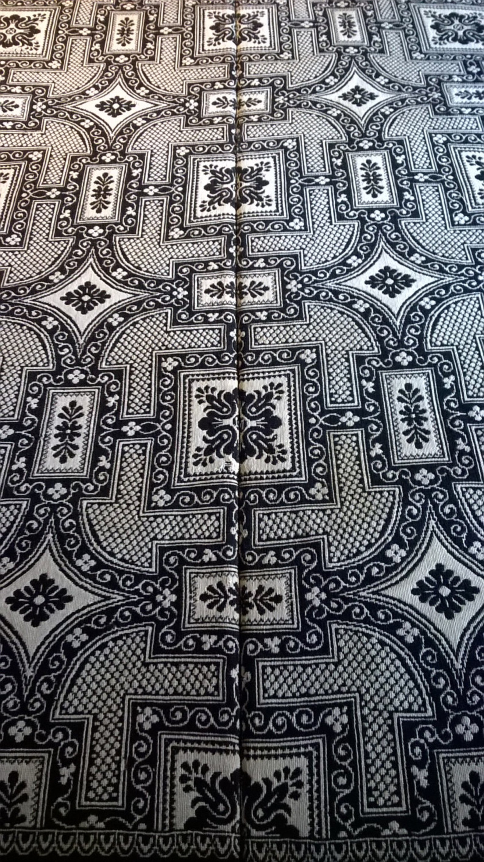 Antique Coverlet , Black and Ecru Wool and Cotton , 1841, 72 by 90 ...