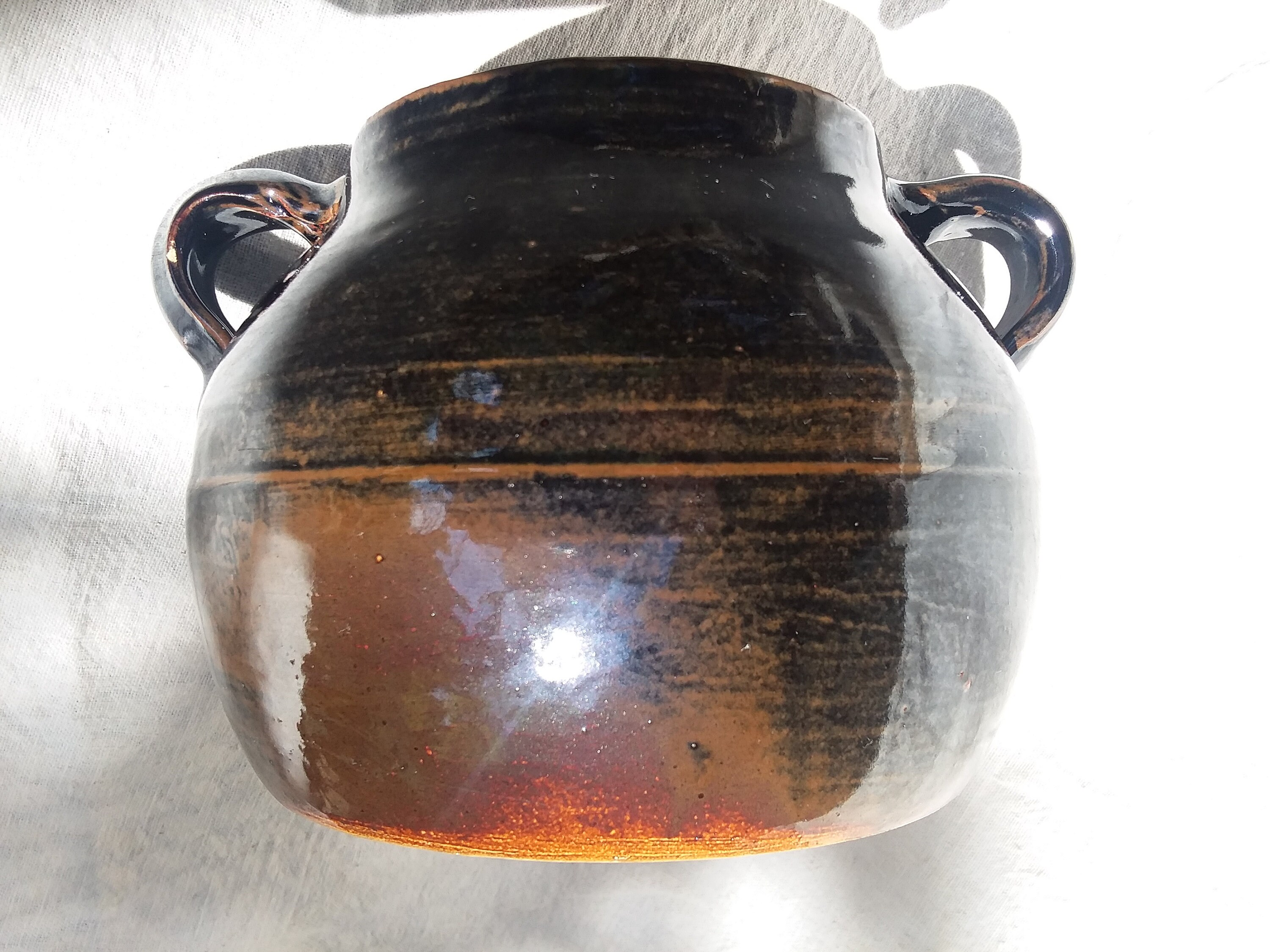 Antique Bean Pot, Original Crock Pot, Two Handle, Lidded Bean Pot ...