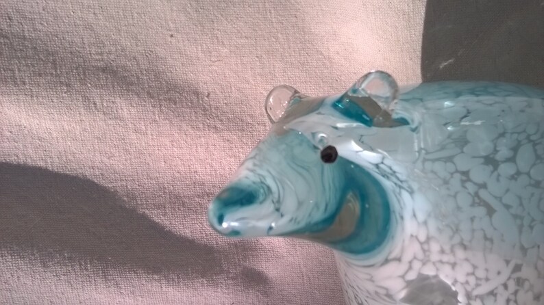Cased Glass Polar Bear, Art Glass, Murano Style, Hand Blown Glass Polar ...