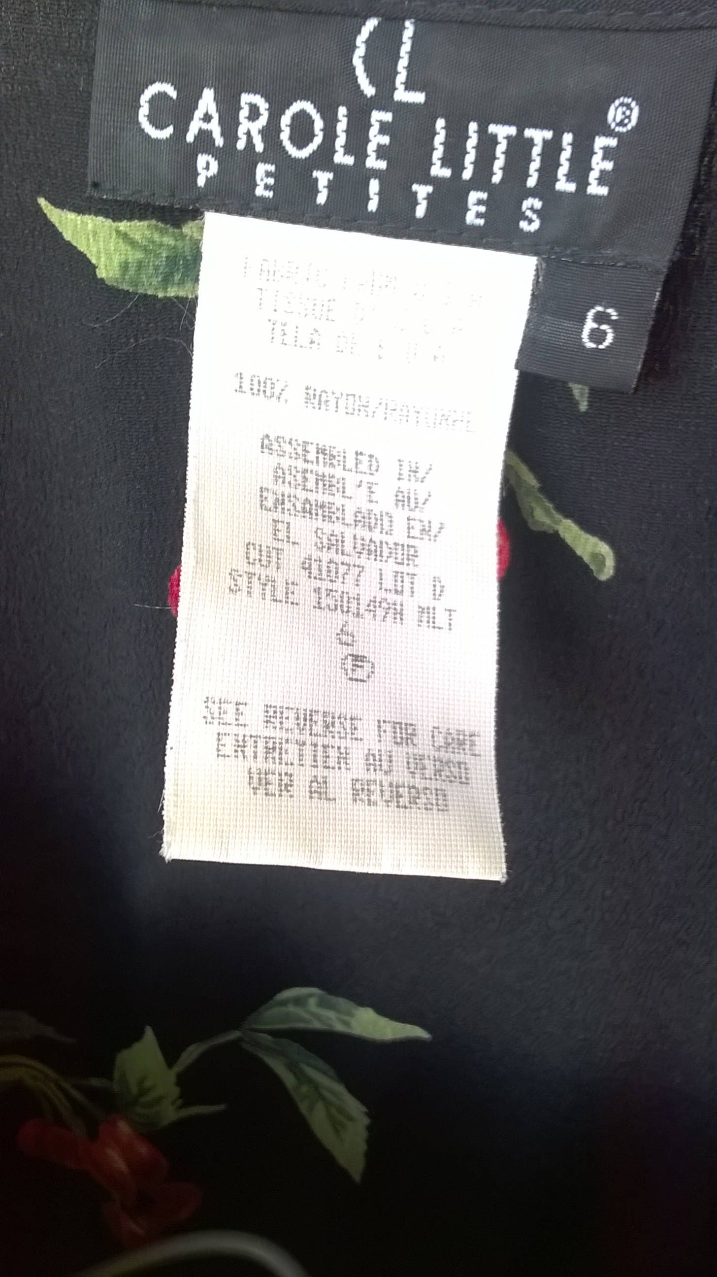 Carol Little 80s Does 30s Cherries Print Rayon Dress Sz 6, Black and ...