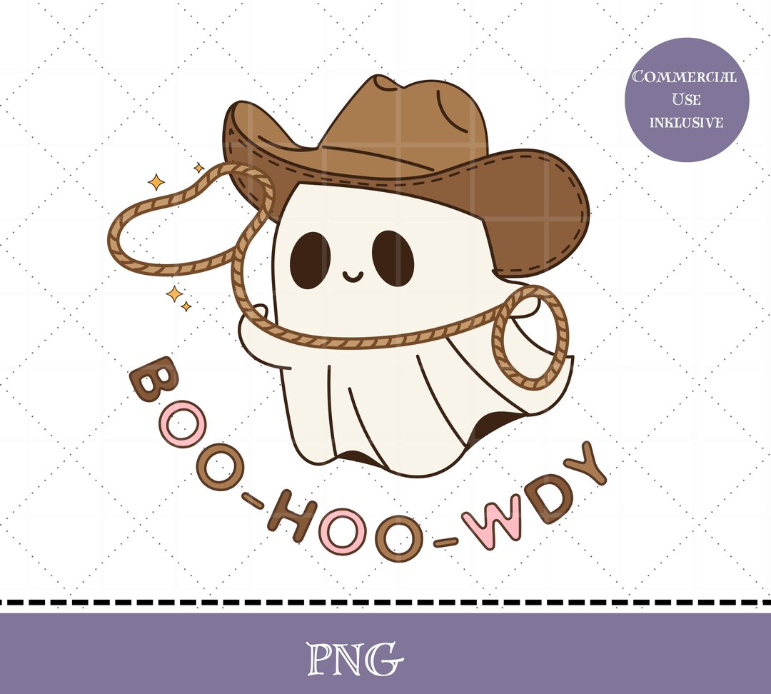 Cute Ghost Halloween PNG Western, Cowboy Ghost Howdy, Boo PNG ...