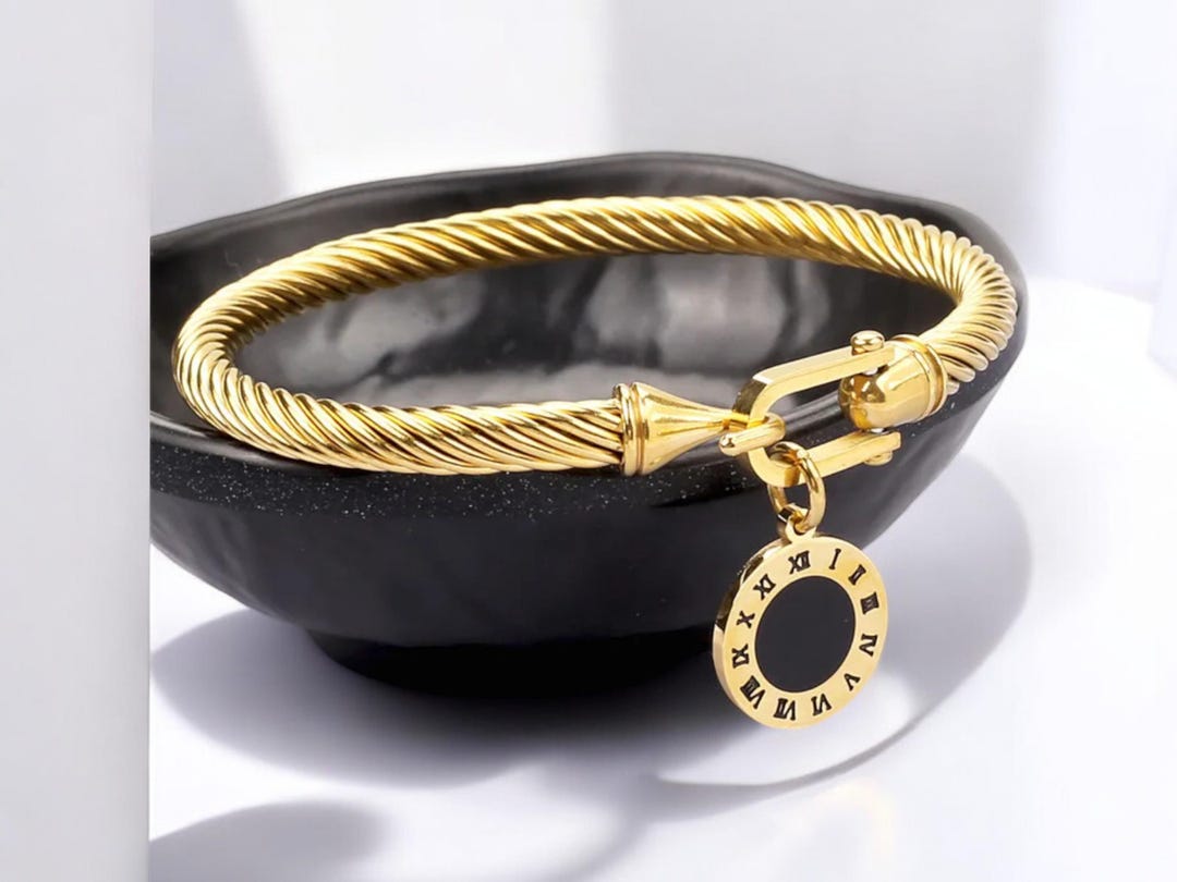 Minimalist Stainless Steel Wire Rope Roman Digital Hang Tag Bracelet ...