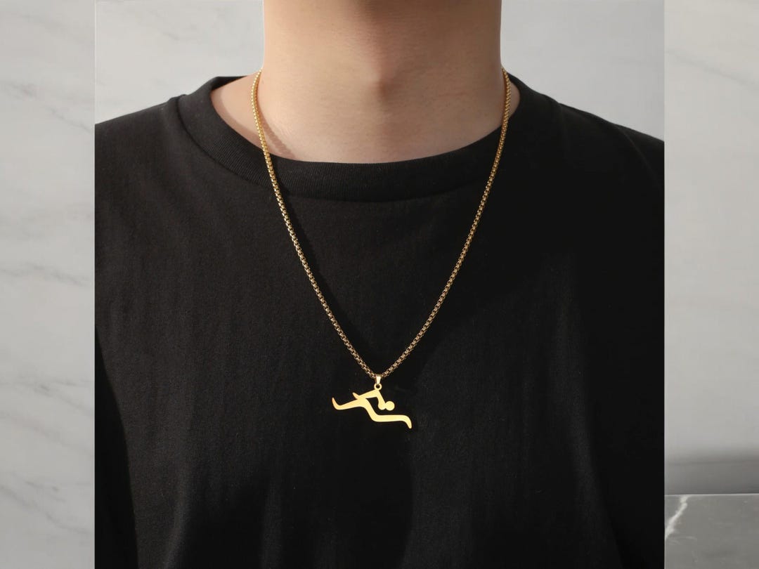 Stainless Steel Swimming Necklace for Sports Enthusiasts, 60cm Chain ...