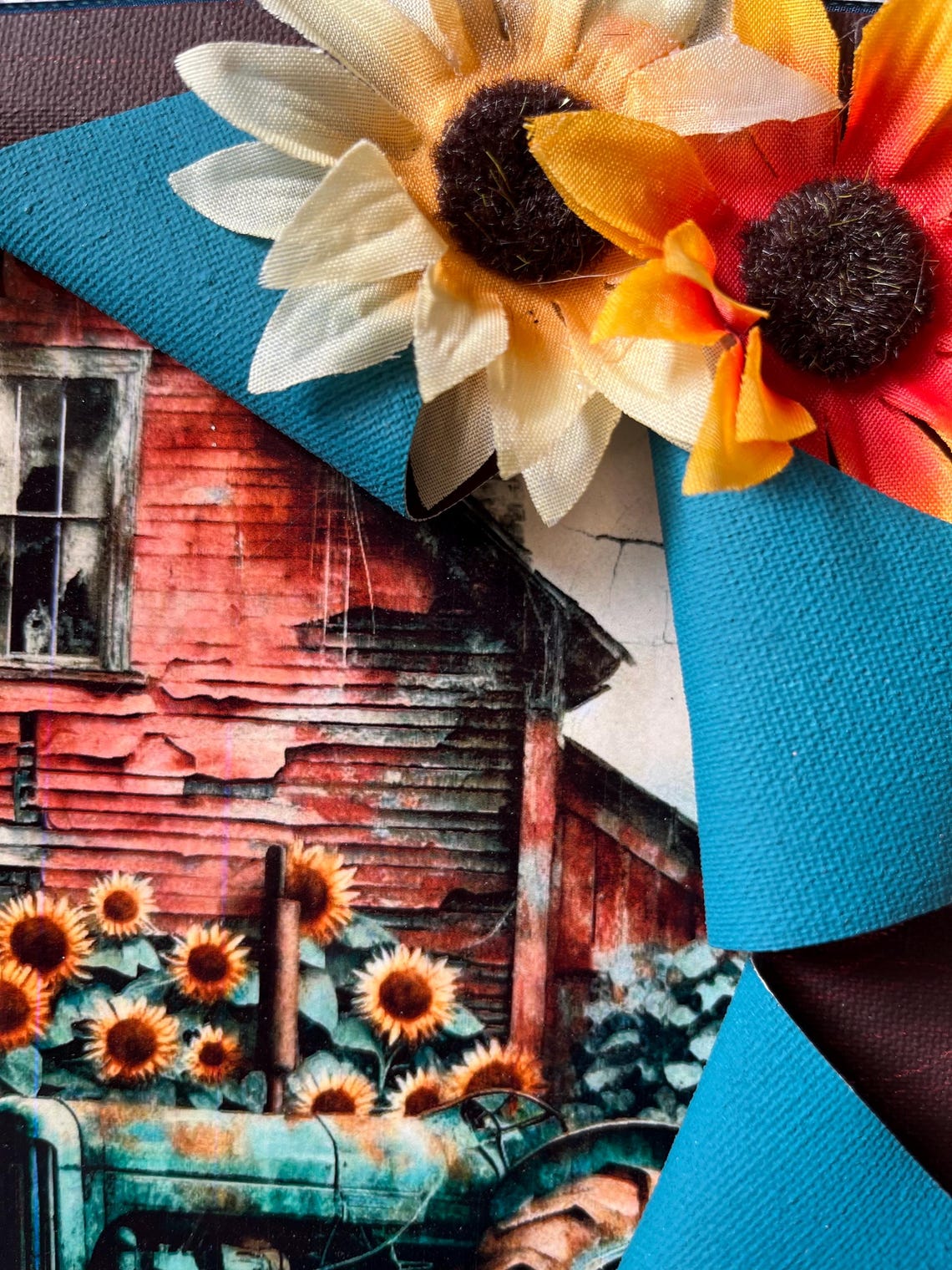 1- Busted Canvas Sunflowers, and Tractor With Lights. - Etsy