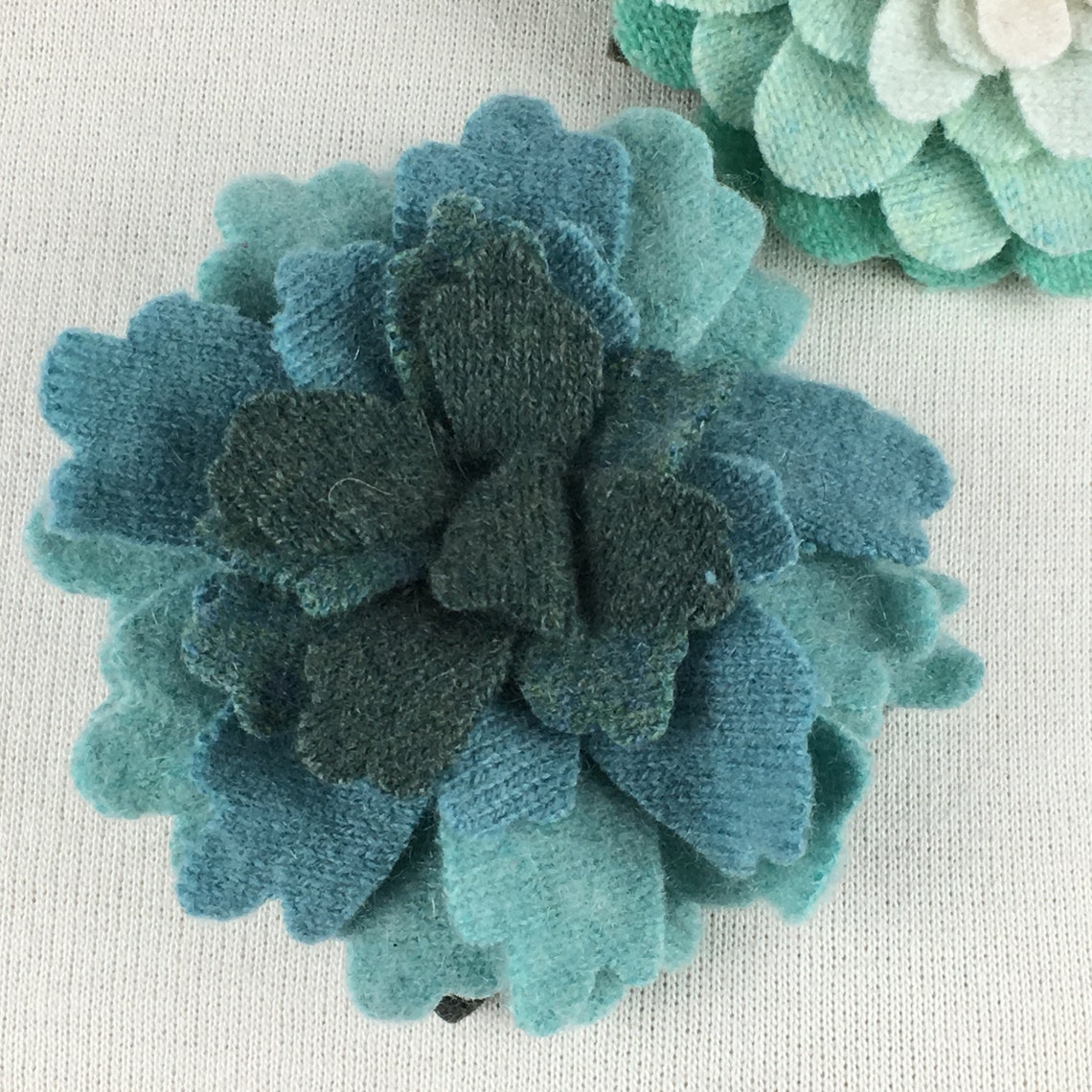 Recycled Cashmere Handmade Flower Pin Brooch 006 | Etsy