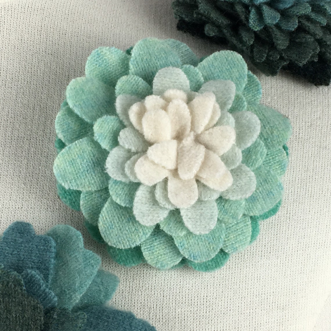 Recycled Cashmere Handmade Flower Pin Brooch 004 | Etsy