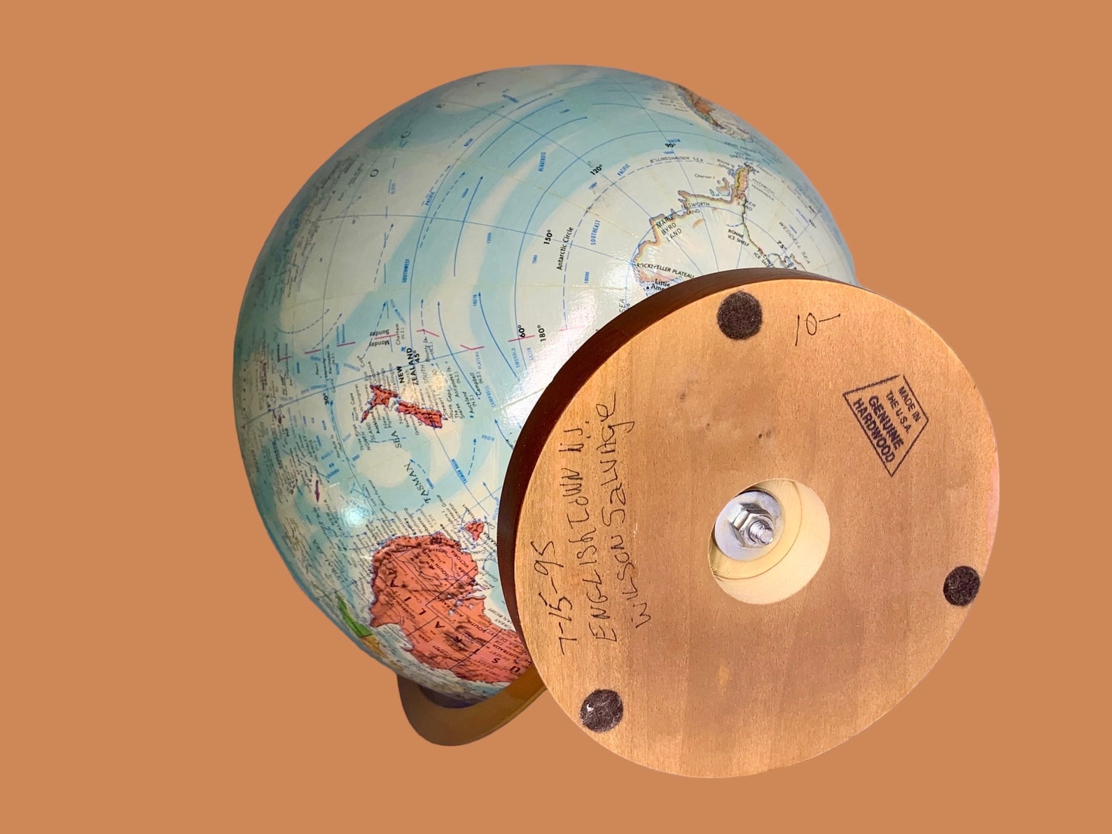 Vintage 12 Inch Globemaster Legend Raised Surface World Globe Hardwood ...