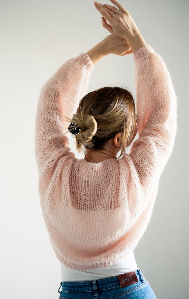 Sweater Cardigan Peach Color With Shiny Sequins,knit for Women ...