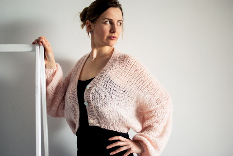Sweater Cardigan Peach Color With Shiny Sequins,knit for Women ...