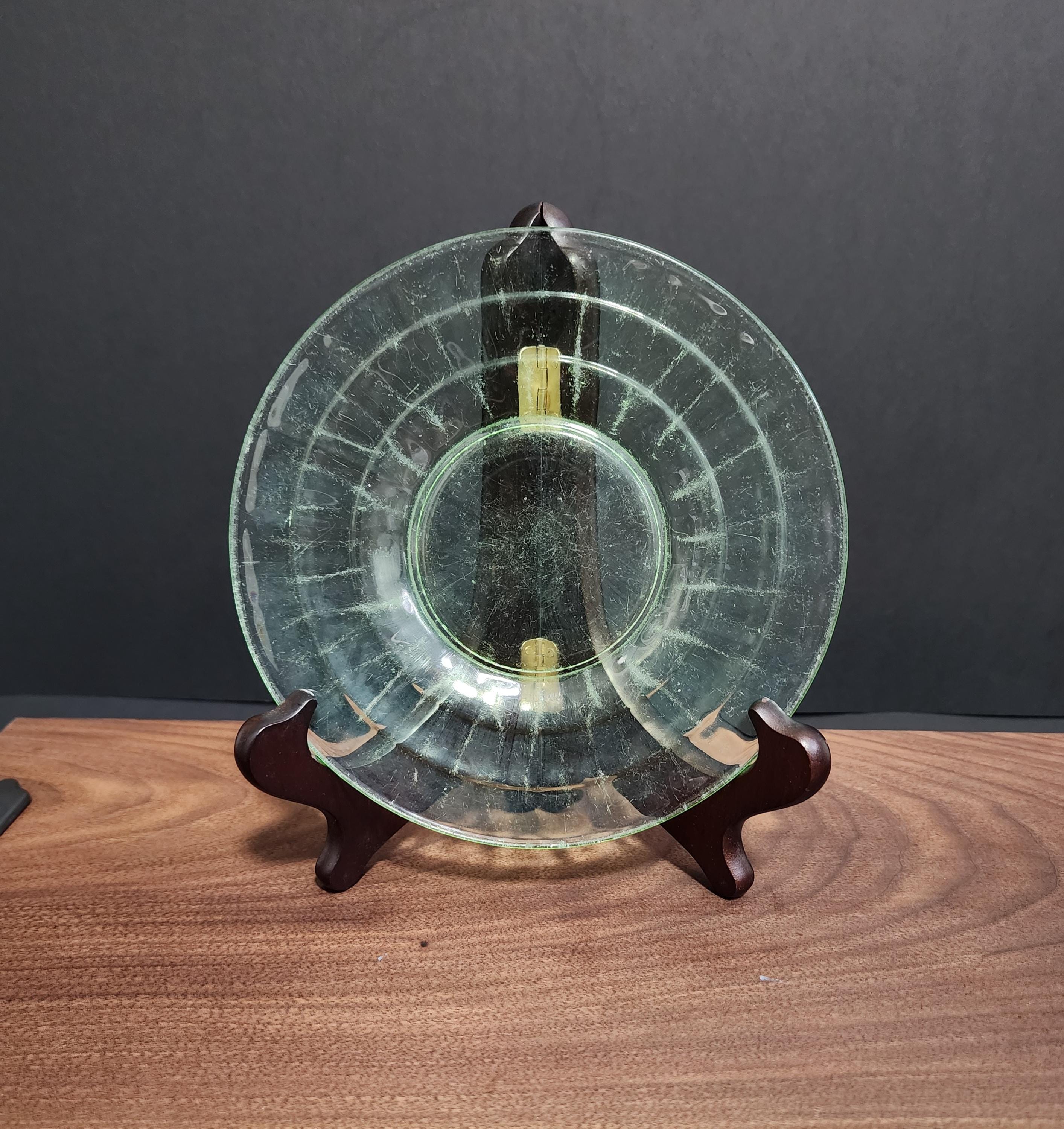 VINTAGE Anchor Hocking Block Optic Depression Green Glass Plate 6 1/4 ...