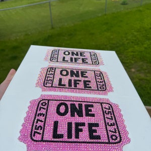 One Life Ticket Stub Bedazzled Rhinestone Canvas - Etsy