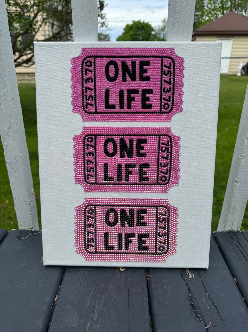 One Life Ticket Stub Bedazzled Rhinestone Canvas - Etsy
