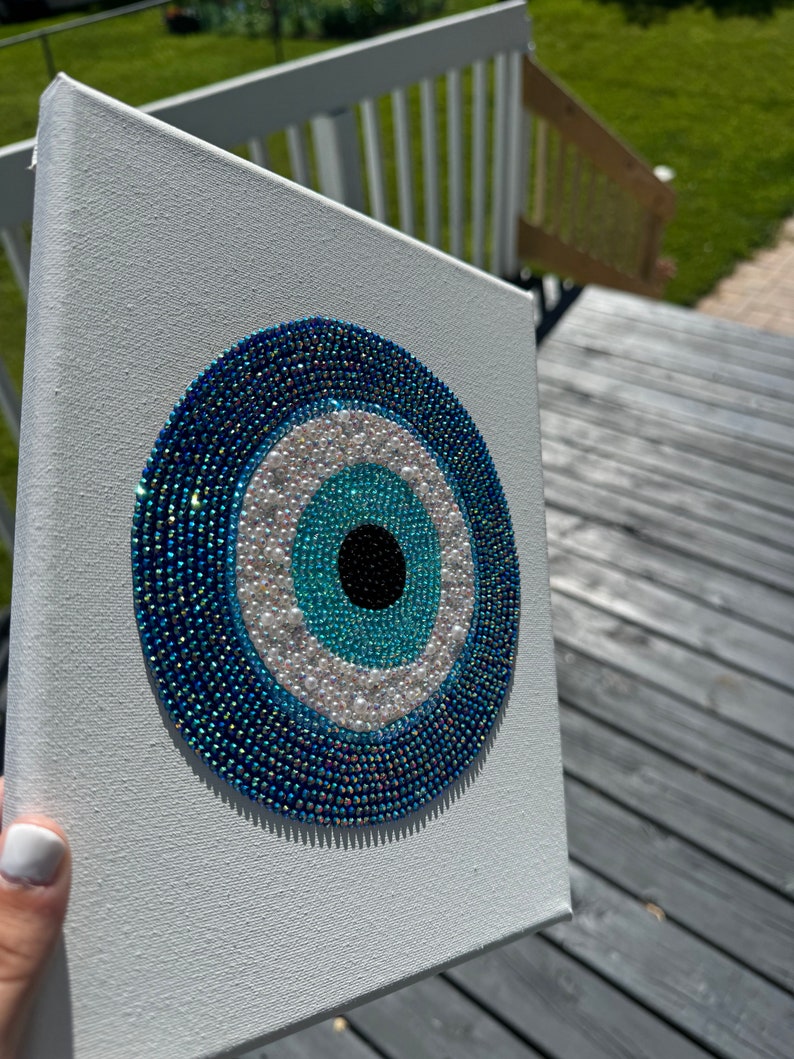 Evil Eye Bedazzled Rhinestone Canvas Perfectlysparkly - Etsy