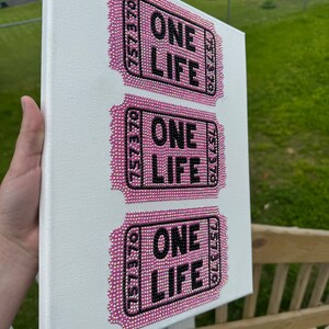 One Life Ticket Stub Bedazzled Rhinestone Canvas - Etsy