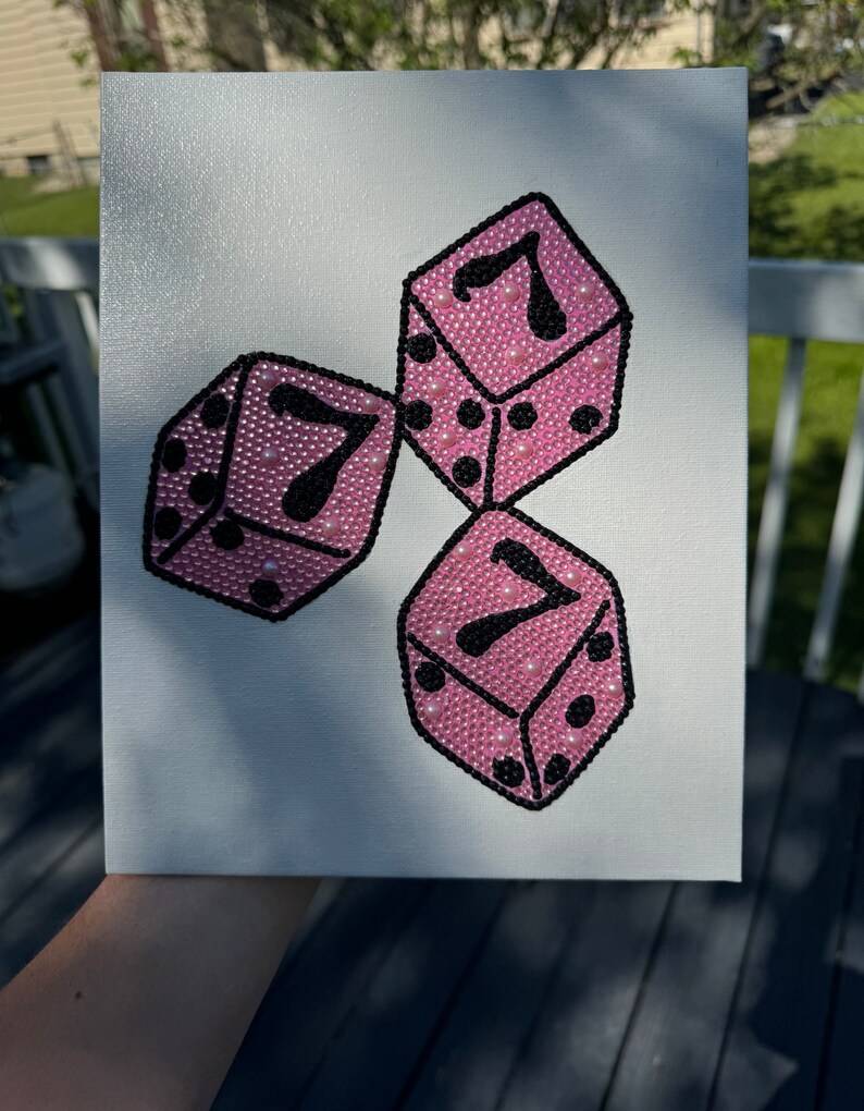 Bedazzled Rhinestone Dice Canvas Angel Numbers 777 Perfectlysparkly - Etsy