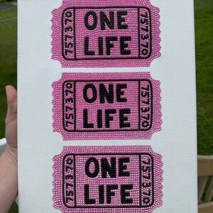 One Life Ticket Stub Bedazzled Rhinestone Canvas - Etsy
