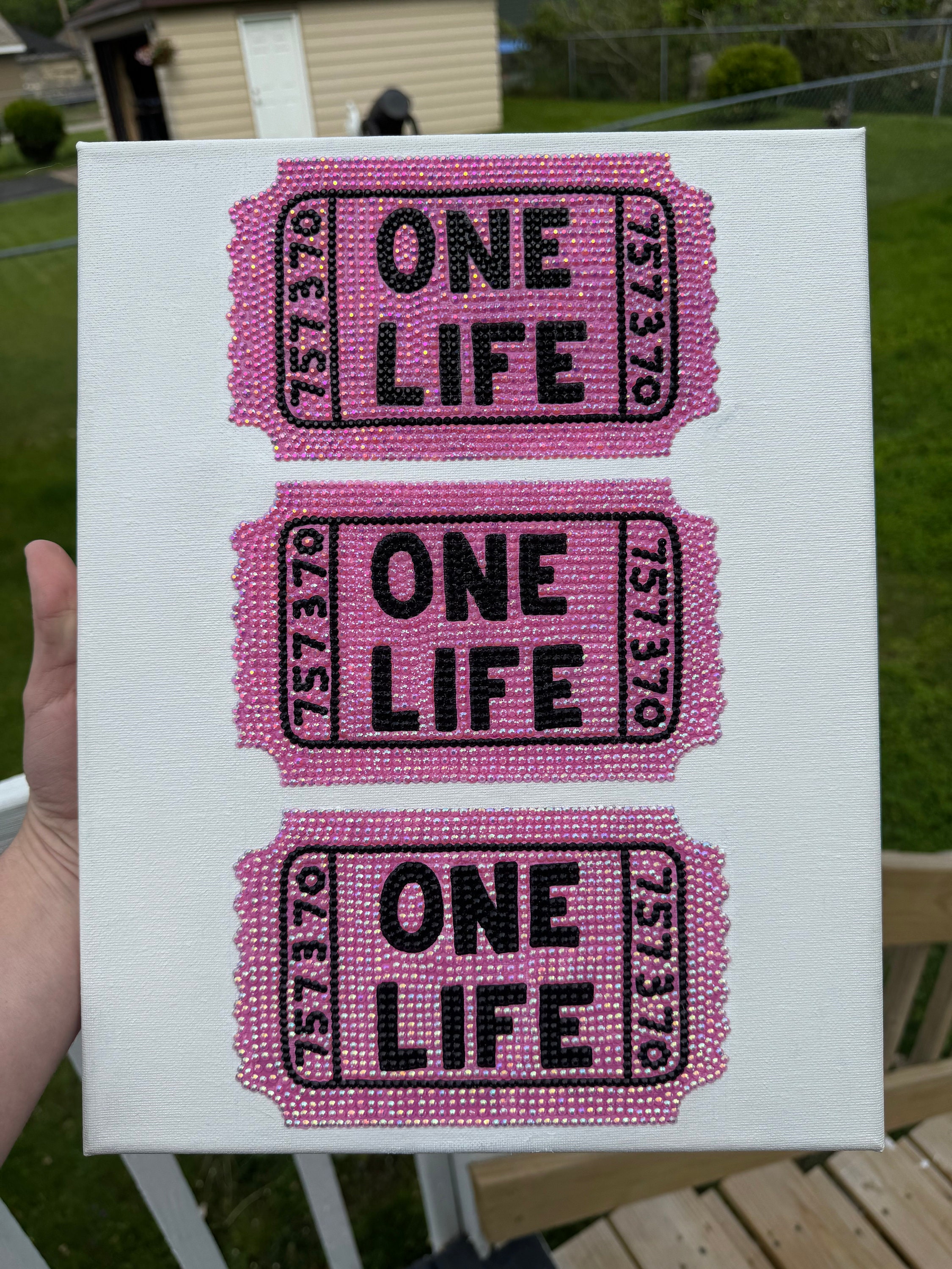 One Life Ticket Stub Bedazzled Rhinestone Canvas - Etsy