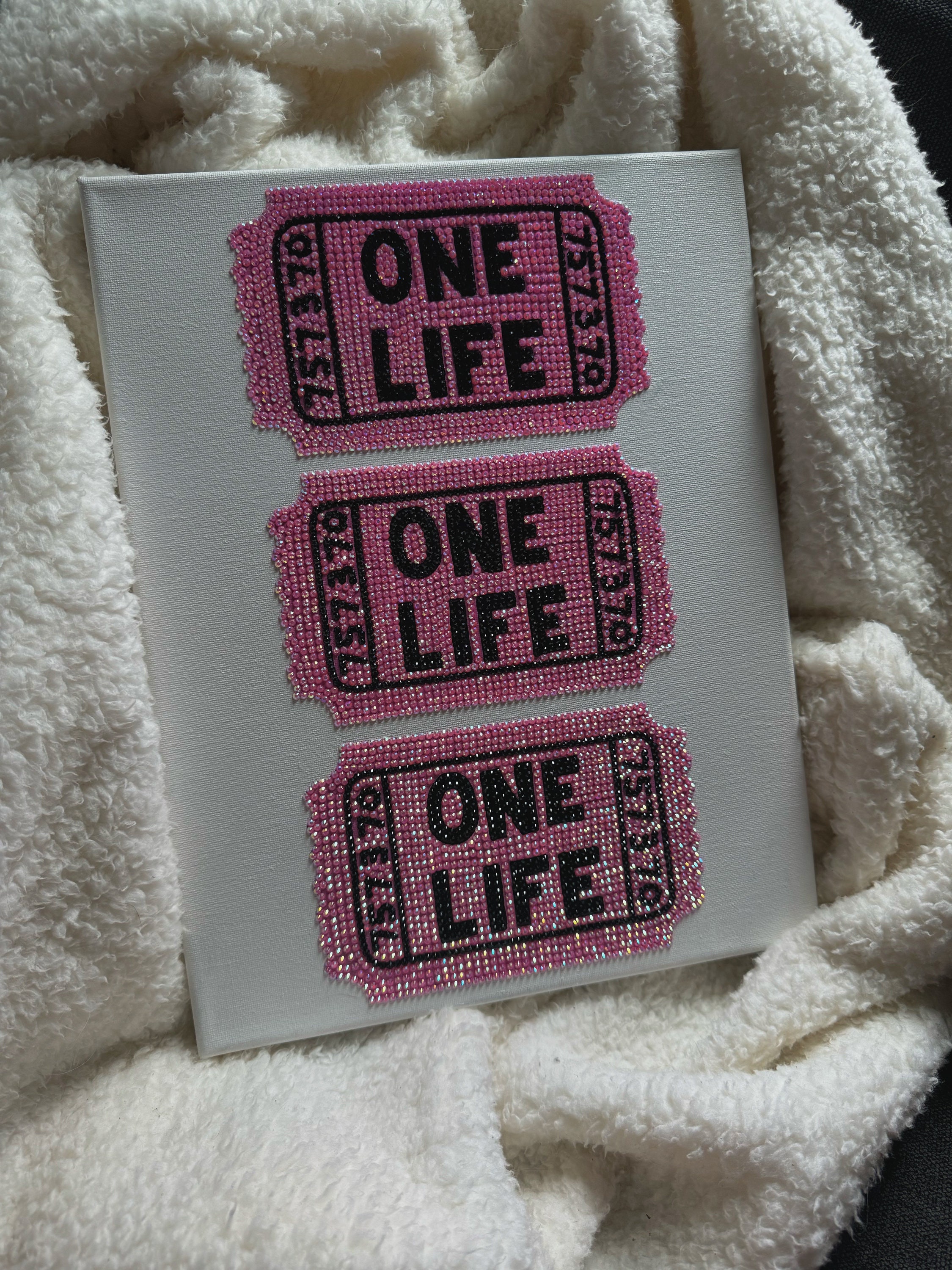 One Life Ticket Stub Bedazzled Rhinestone Canvas - Etsy